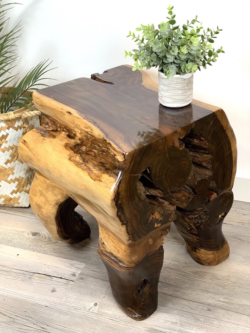 SOLID WOOD TABLE Teak Chunk Side Table Tree Trunk End Table - Etsy