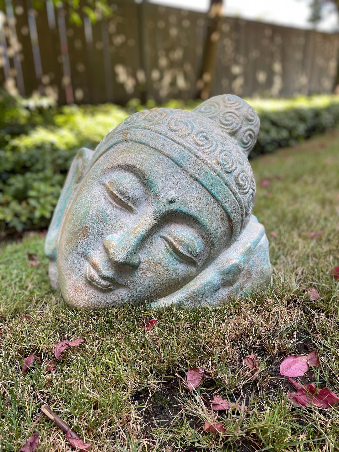 BUDDHA HEAD STATUE Buddha Garden Decoration Resting Buddha - Etsy