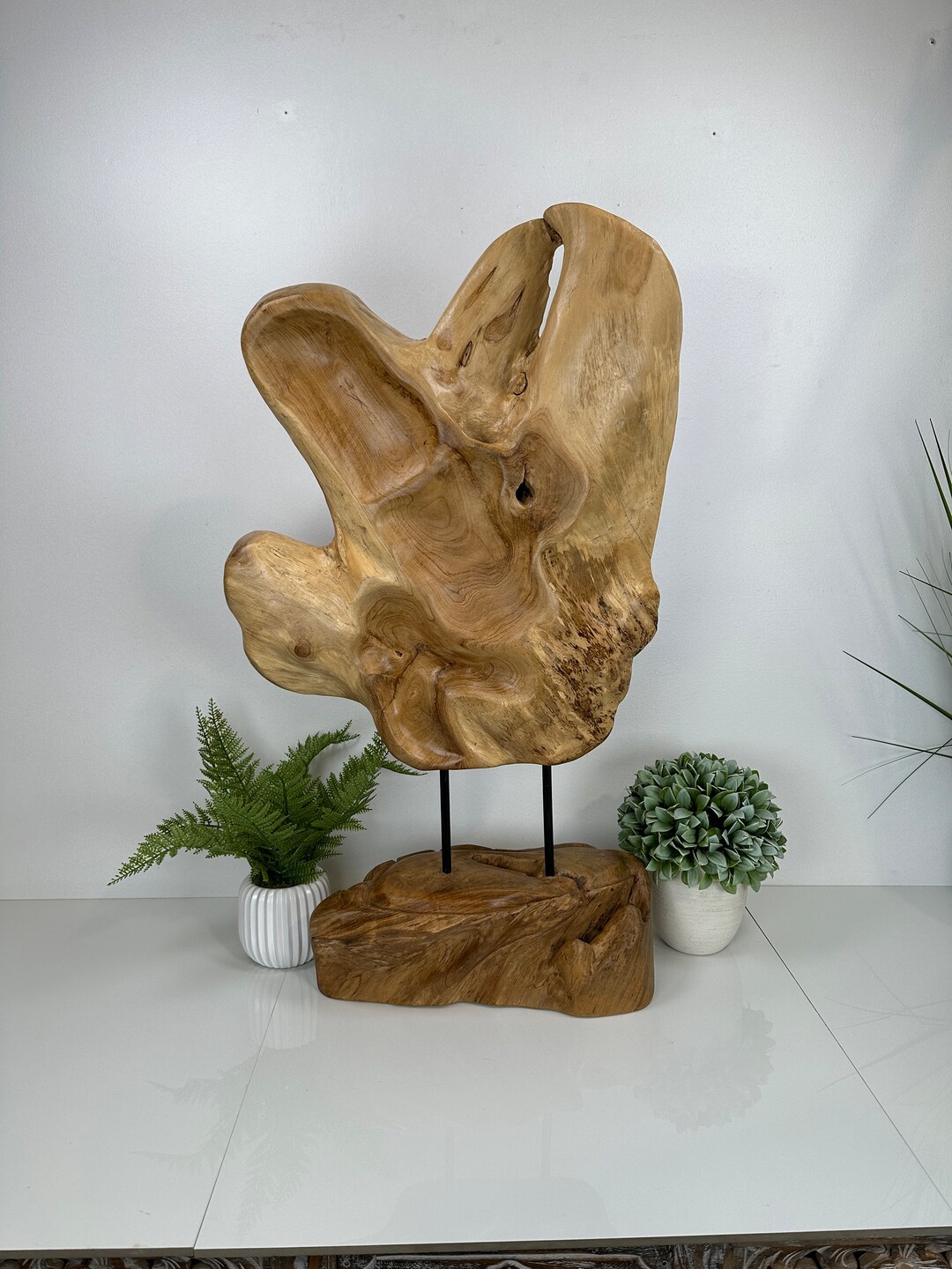 CHISELED WOOD SCULPTURE, Teakwood Art Sculpture, Artisan Wood Art, Hand ...