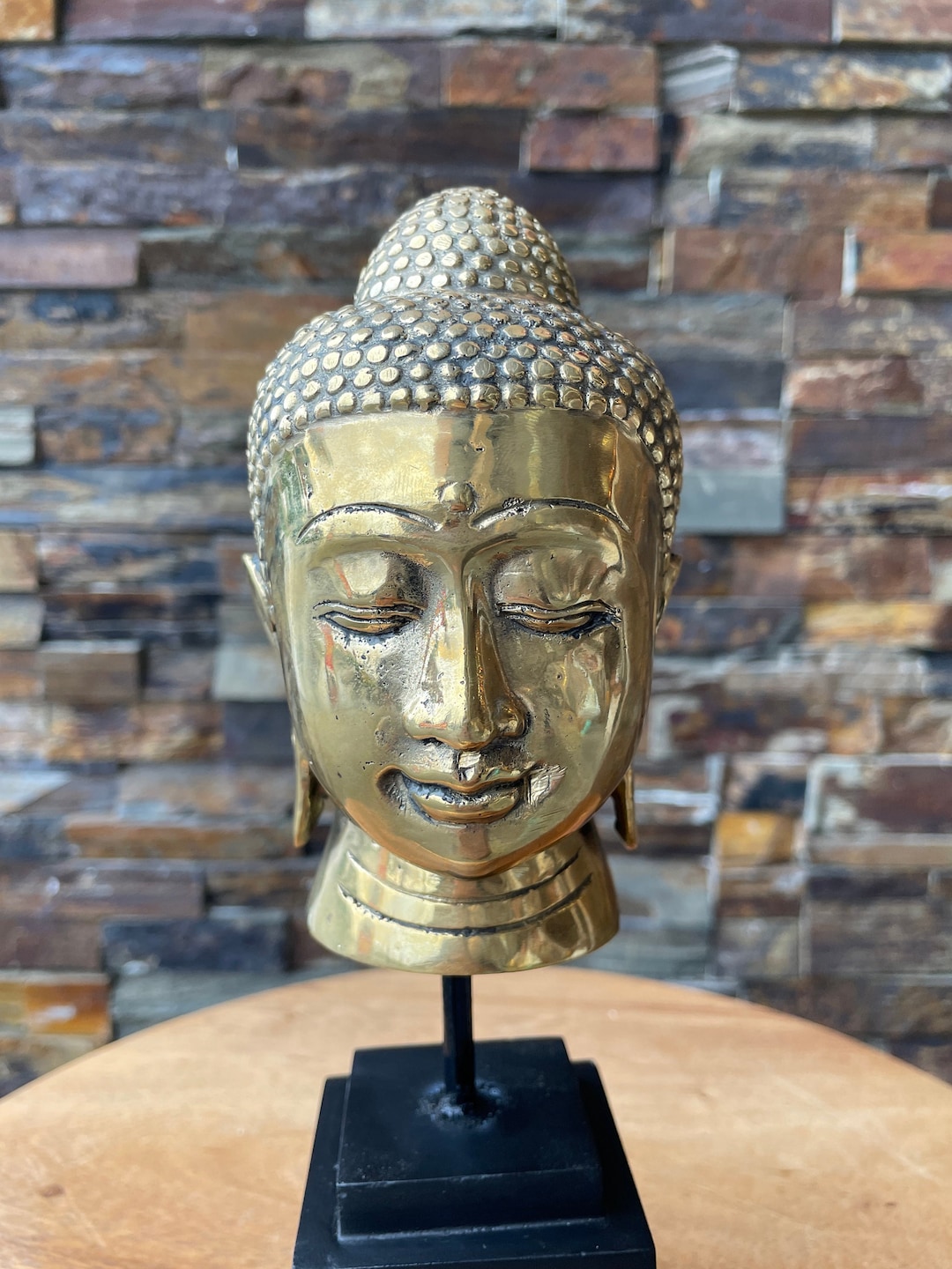 MINI BRASS BUDDHA- Small Buddha Head Figurine, Buddha Head Brass Statue ...