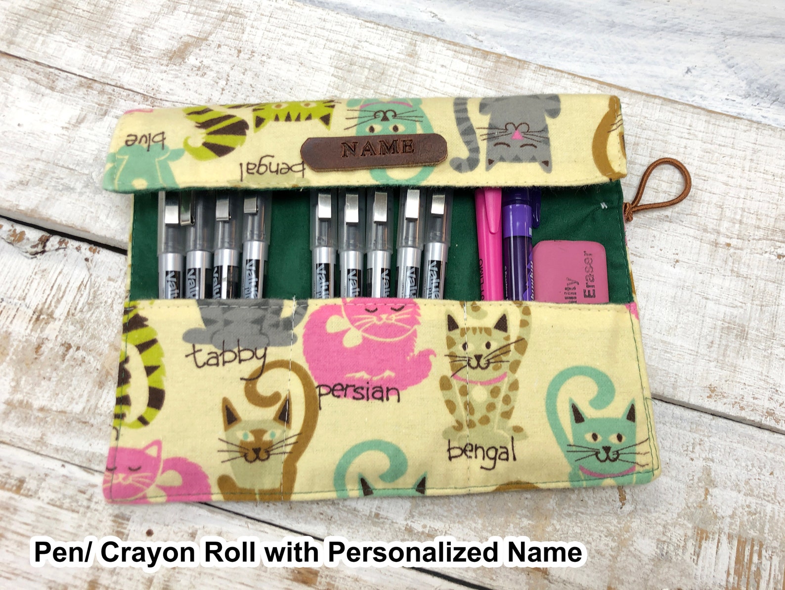 Personalized Pencil/Pen Roll Crayon Roll Pencil/ Pen Wrap | Etsy