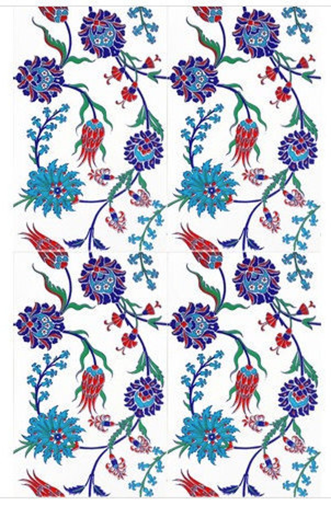 4x Turkish Ceramic Tile, Set of 4, Bathroom Tiles, Hamam Tile, Kitchen ...