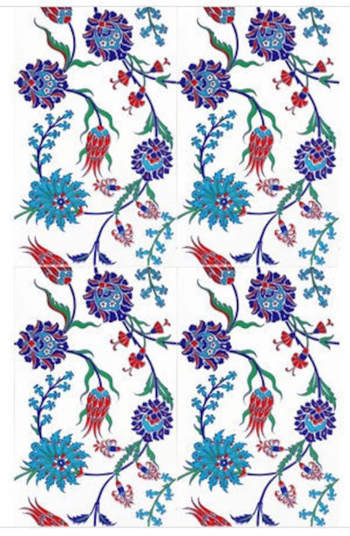 4x Turkish Ceramic Tile Set of 4 Bathroom Tiles Hamam Tile - Etsy