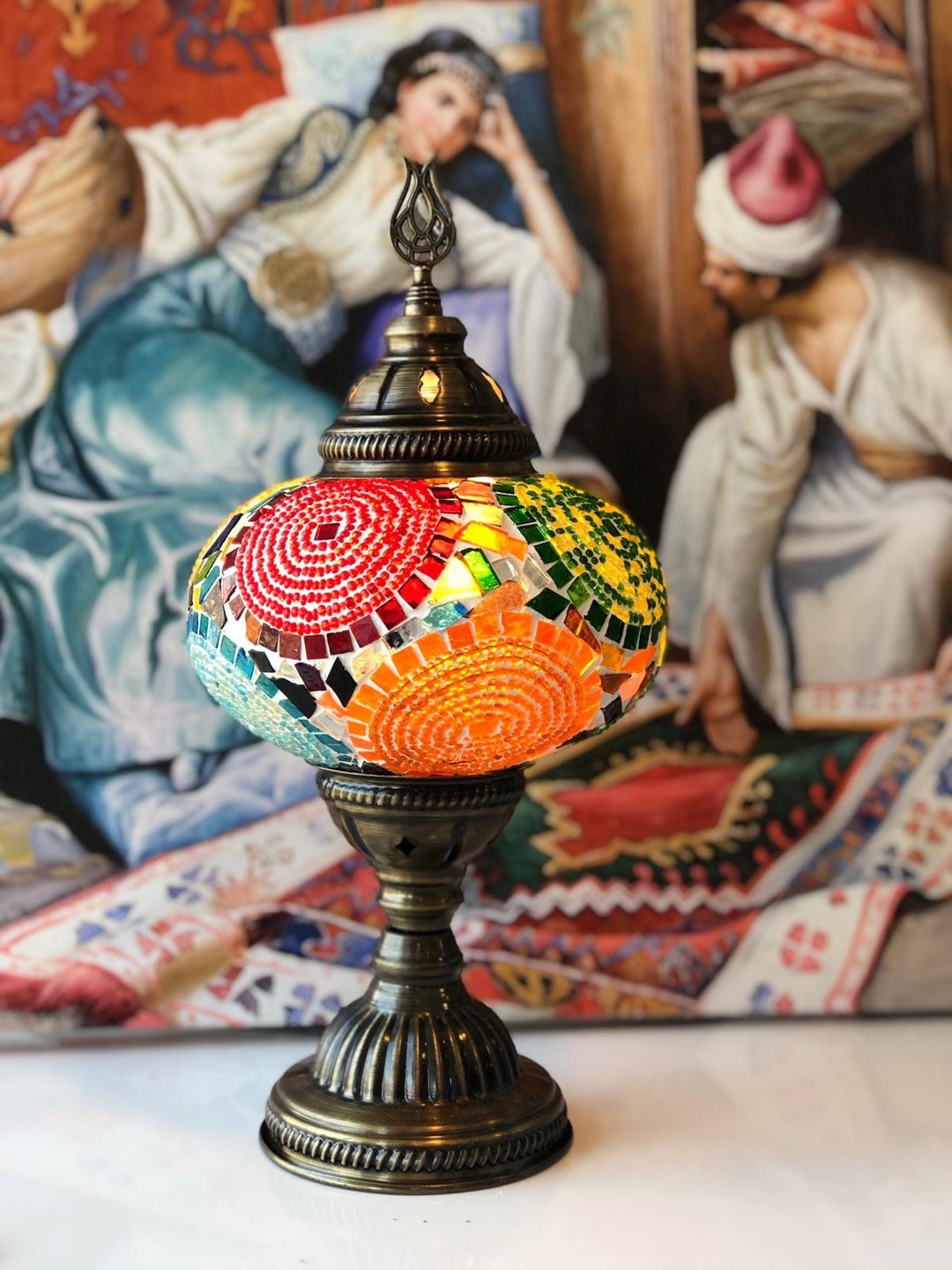 Large Mosaic Table Lamp, Turkish Table Lamp, Turkish Desk Lamp, Turkish ...