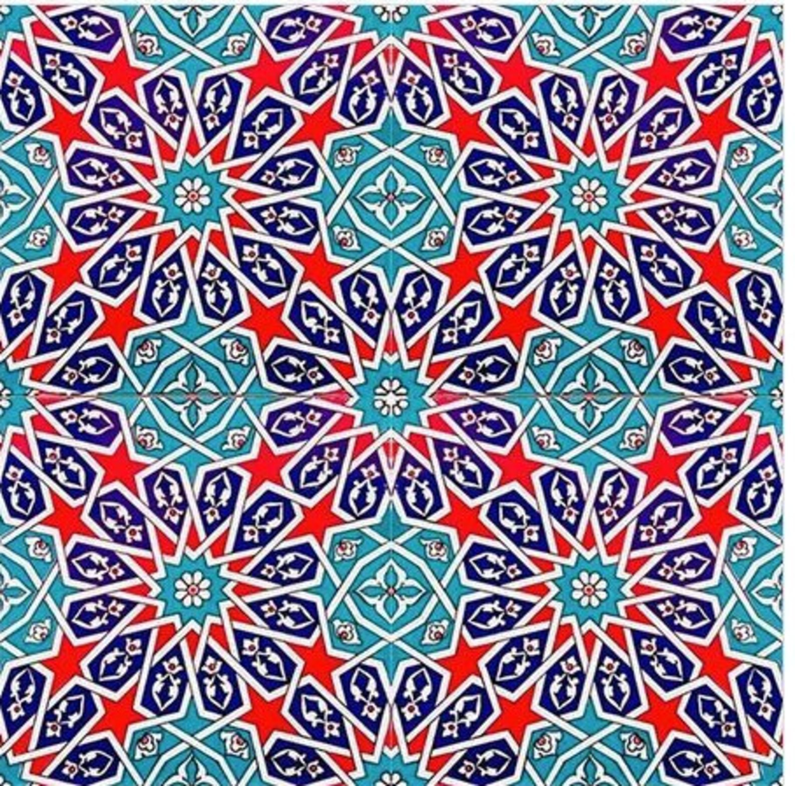 4x Turkish Ceramic Tile, Set of 4, Bathroom Tiles, Hamam Tile, Kitchen ...