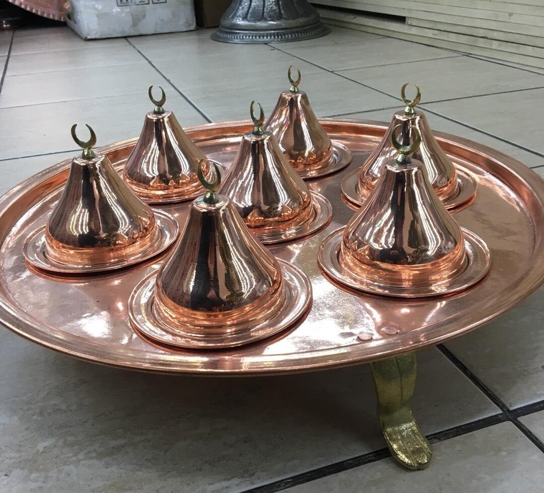 Turkish Copper Breakfast Server Set, Meze Server Set, Copper Tray ...