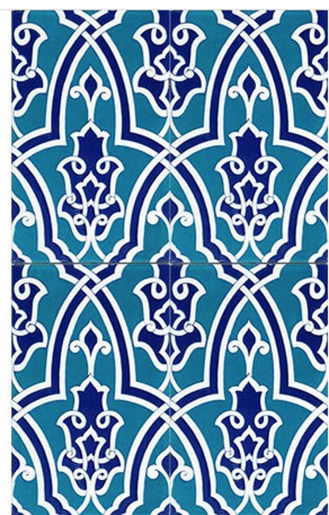 4x Turkish Ceramic Tile, Set of 4, Bathroom Tiles, Hamam Tile, Kitchen ...