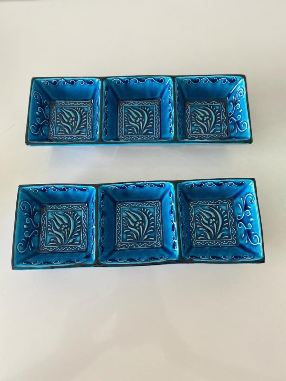 2x Turkish Ceramic Olive Server, Olive Oil Server, Meze Server, Tapas ...