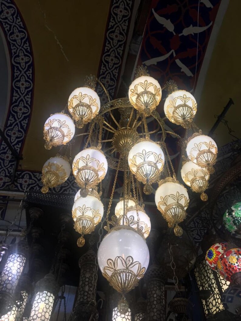 Large Filigree Chandelier 16 Lamps Round Globes Chandelier - Etsy