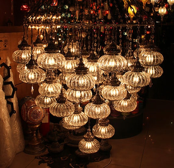 Amazing Large Pyrex Turkish Chandelier 42 Lamps Large | Etsy