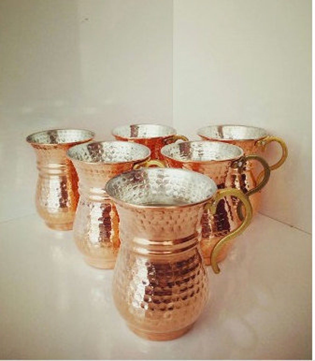 6x Turkish Copper Mug, Ayran Cup, Ayran Mug Set, Moscow Mule Set of Six ...