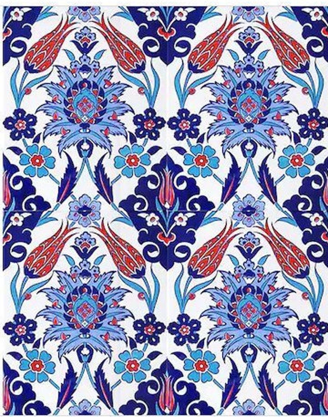 4x Turkish Ceramic Tile, Set of 4, Bathroom Tiles, Hamam Tile, Kitchen ...