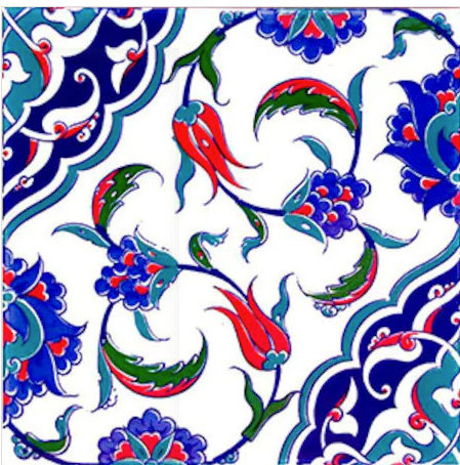 4x Turkish Ceramic Tile, Set of 4, Bathroom Tiles, Hamam Tile, Kitchen ...