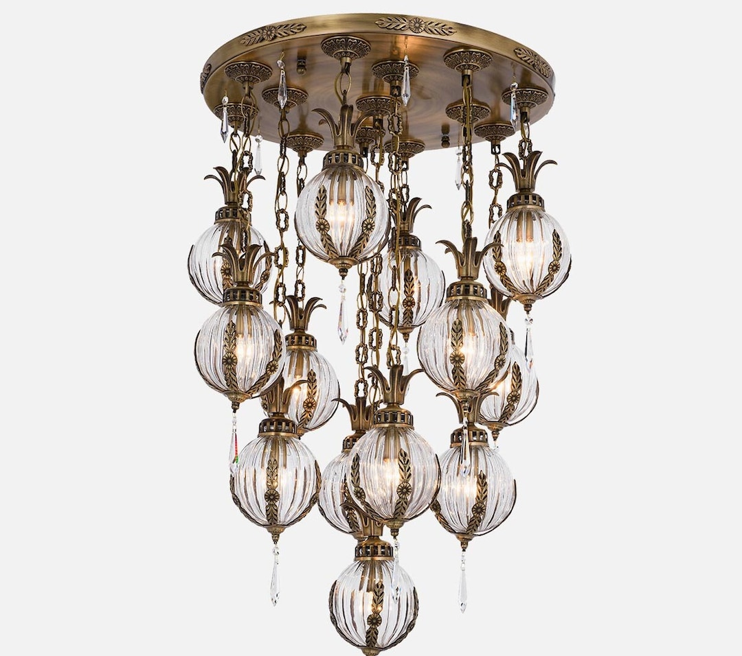 Turkish Chandelier, Transparent, Crystal Chandelier, 15 Lamps, Clear ...