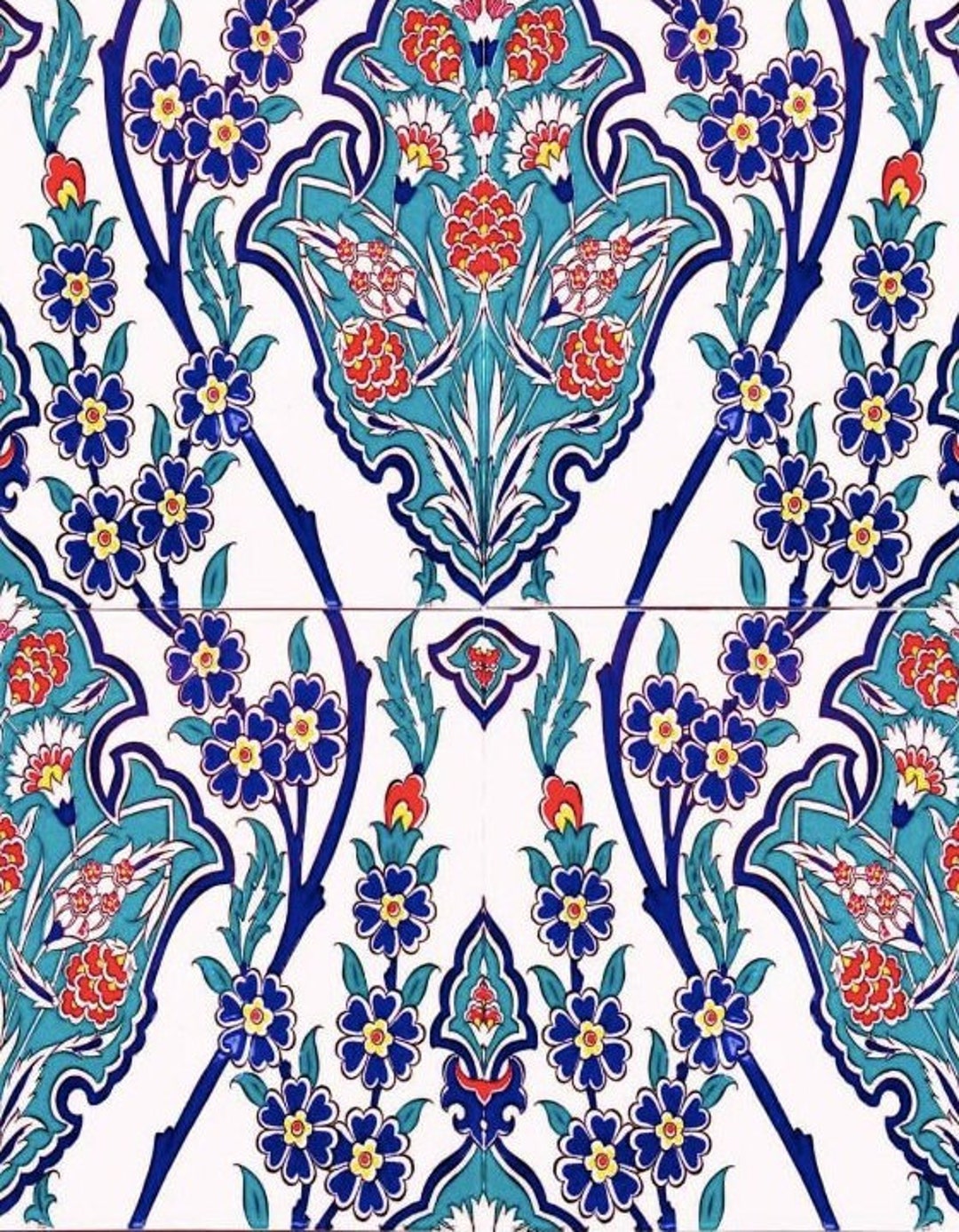 4x Turkish Ceramic Tile, Set of 4, Bathroom Tiles, Hamam Tile, Kitchen ...