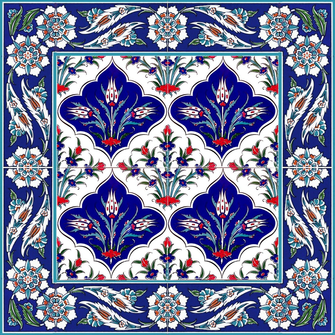 Complete Turkish Ceramic Tile Set, 16 Pieces, Bathroom Tiles, Hamam ...
