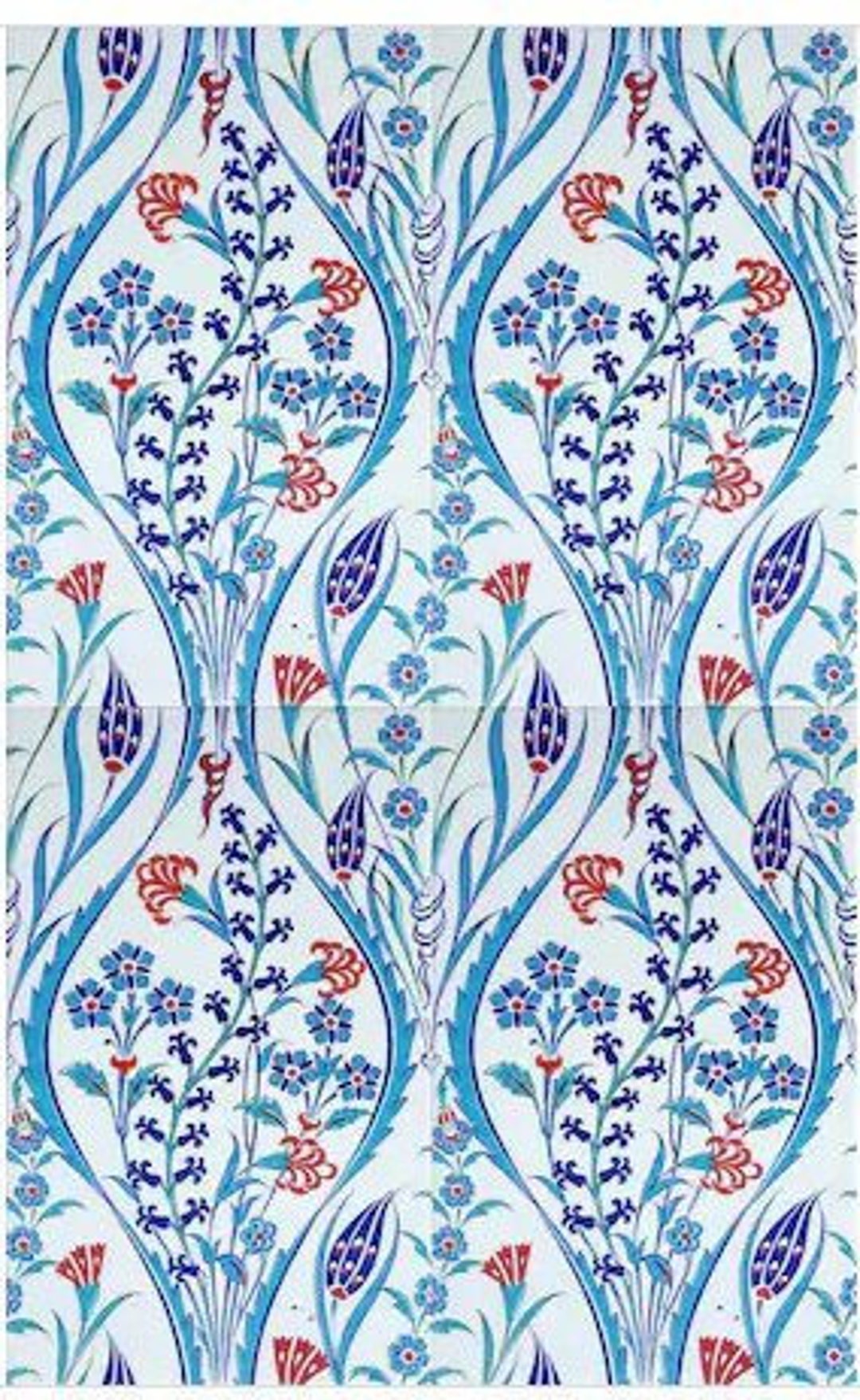 4x Turkish Ceramic Tile, Set of 4, Bathroom Tiles, Hamam Tile, Kitchen ...