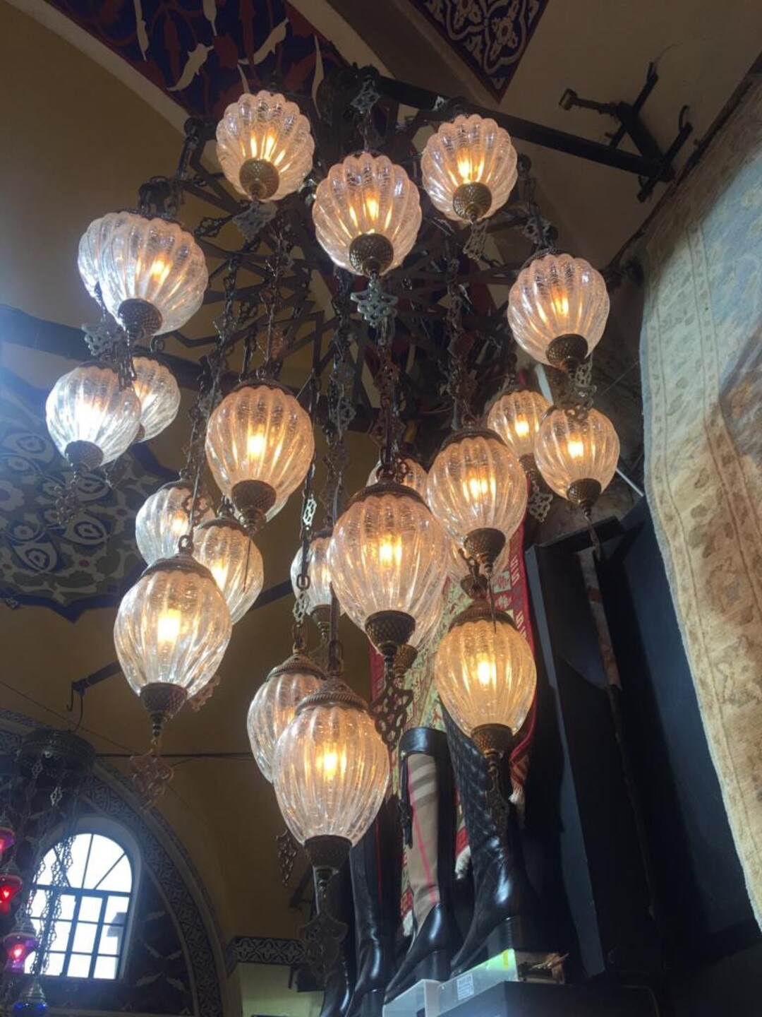 Blown Glass Ottoman Chandelier, Luxurious Chandelier, White Chandelier ...