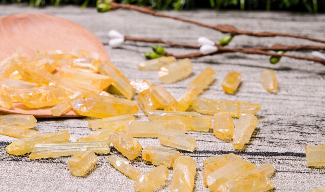 Raw Lemonade Rainbow Titanium Aura Quartz Pointyellow Crystal - Etsy