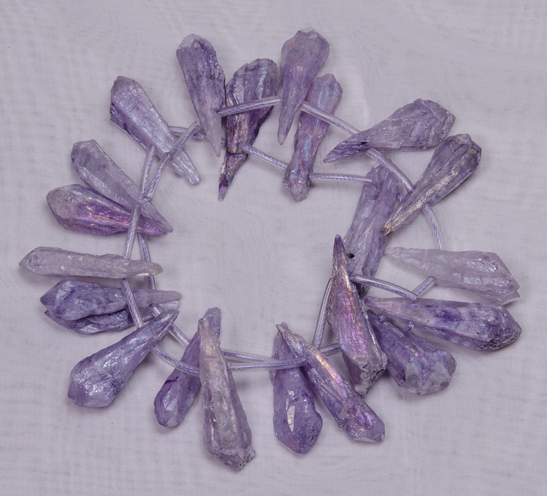 Full Strand Raw Light Purple Titanium Aura Quartz Pointpurple - Etsy