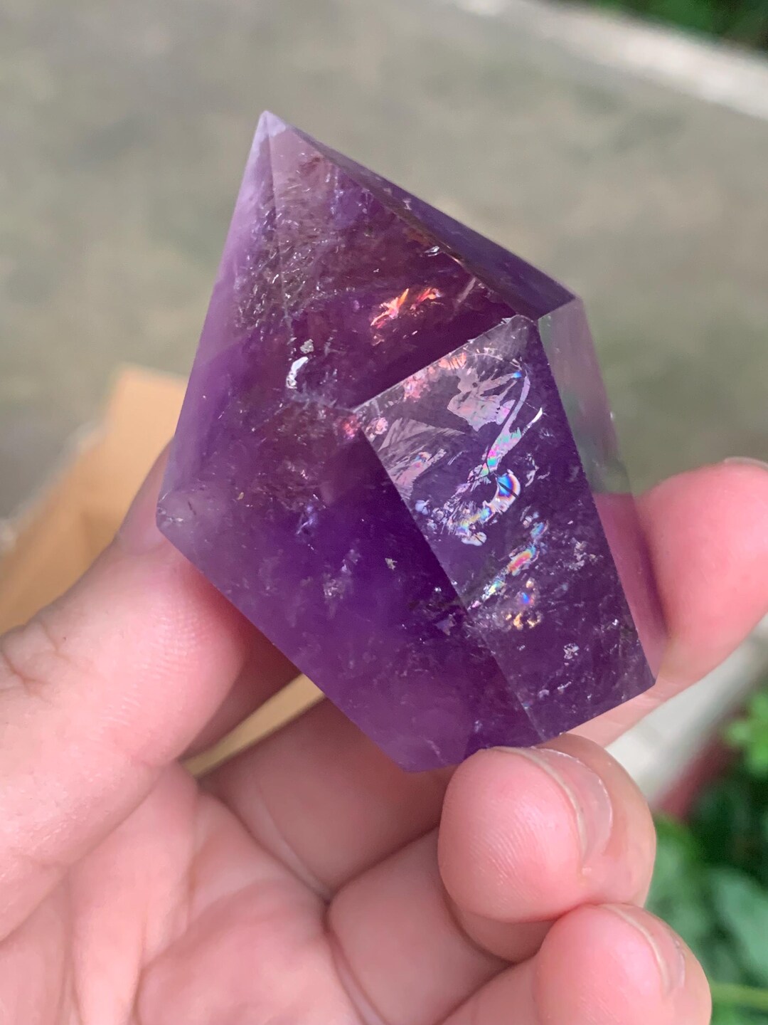 Amethyst Pyramid/rainbow Amethyst Tower/meditation Spiritual Ametrine Amethyst/purple Crystal ...