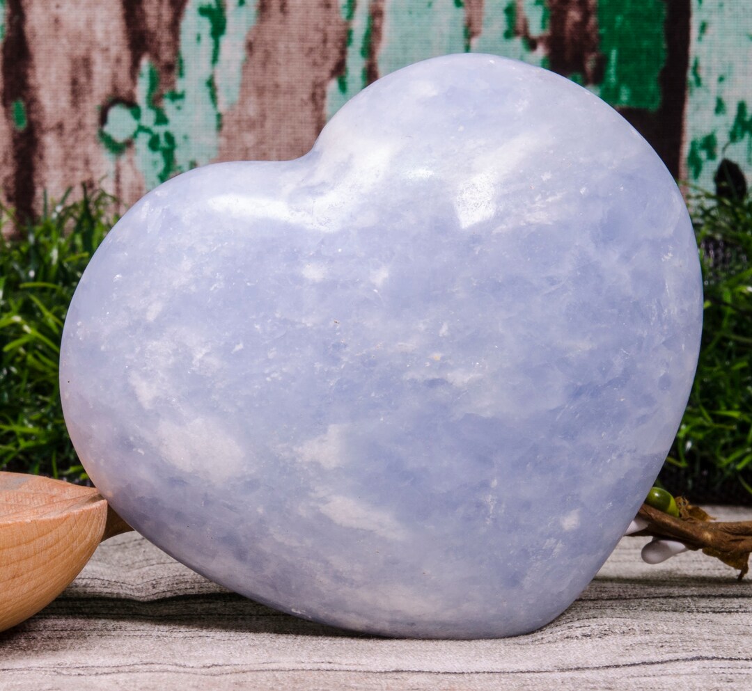 Blue Calcite Heart Geodecalcite Geode Crystal Clusterblue - Etsy