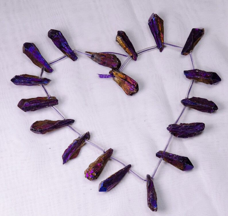 Full Strand Dark Blue Titanium Aura Quartz Pointdark Blue - Etsy