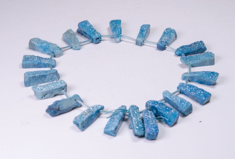 Full Strand Raw Blue Titanium Aura Quartz Pointpink Crystal - Etsy