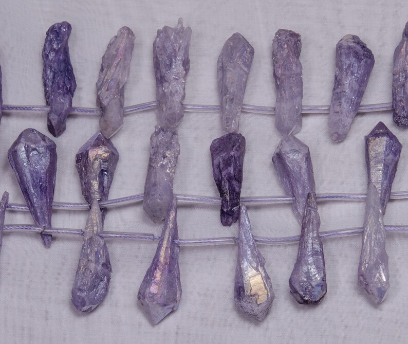 Full Strand Raw Light Purple Titanium Aura Quartz Pointpurple - Etsy