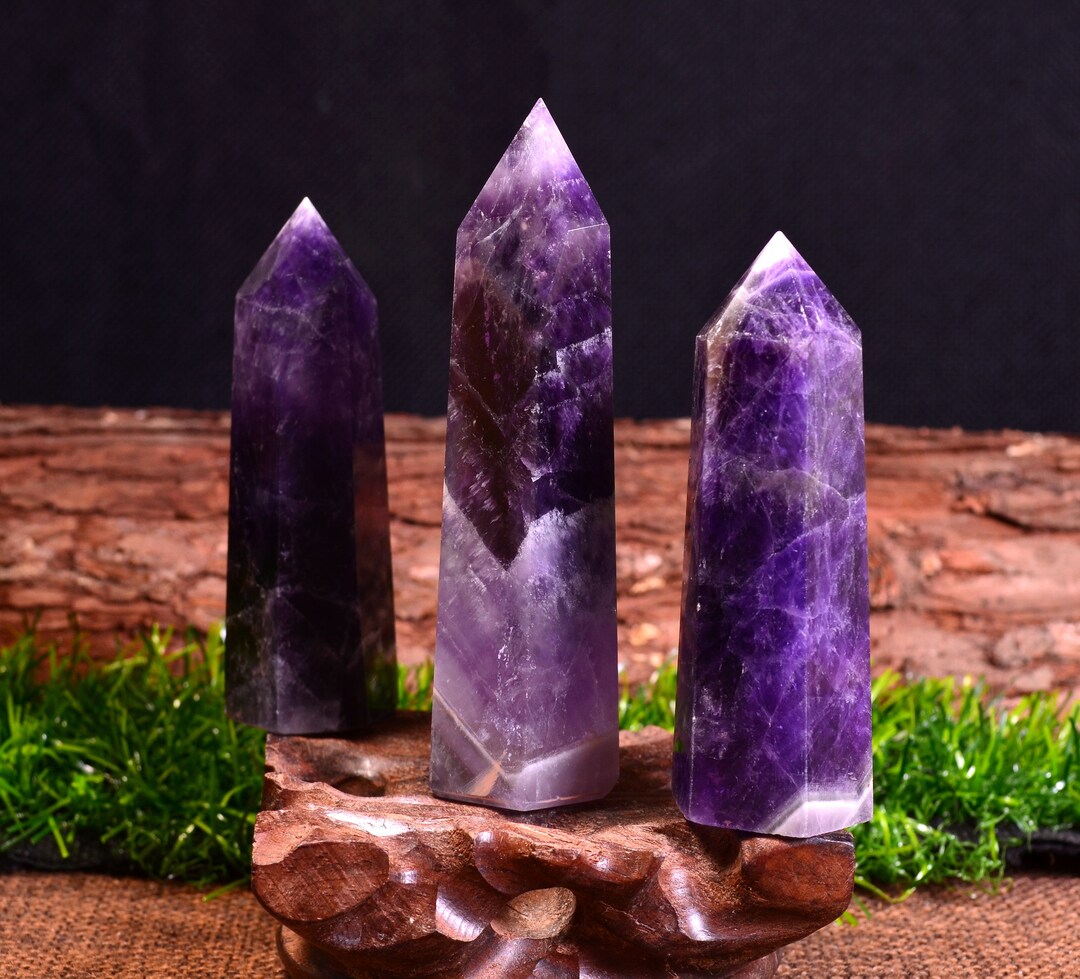 Natural Chevron Amethyst Crystal Tower,purple Crystal,amethyst Quartz ...