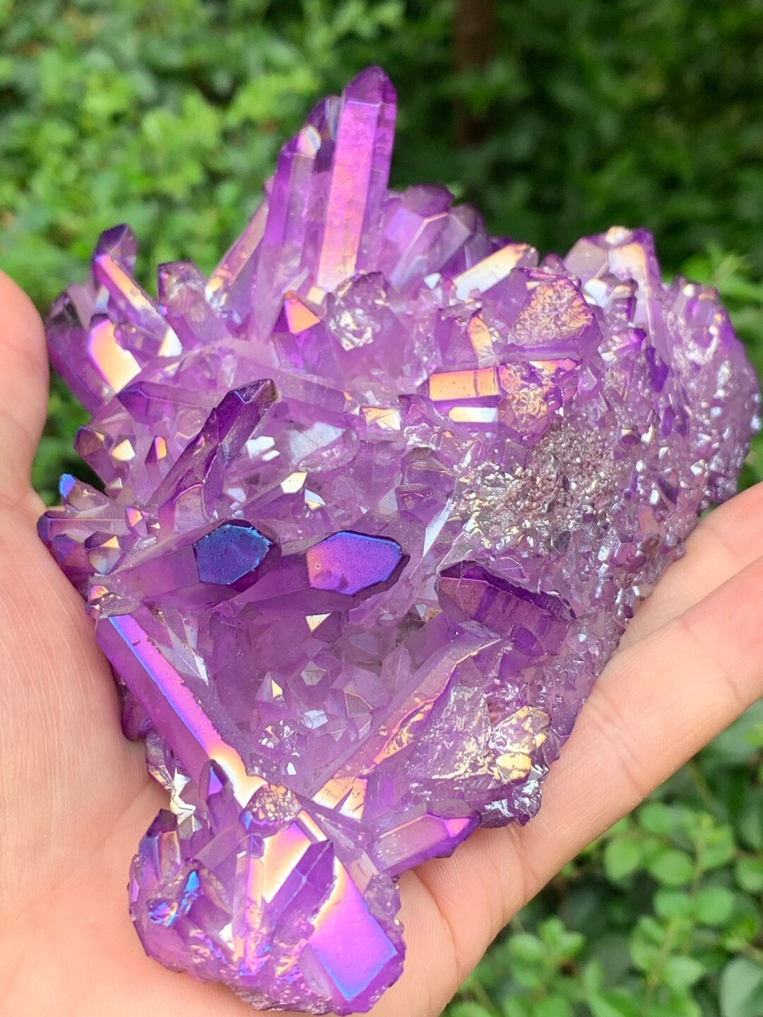 471g Aura Titanium Quartz Cluster Specimen/aura Purple Crystal/sheen ...