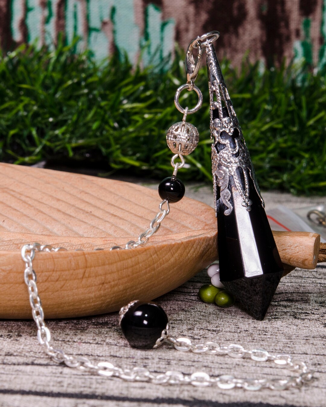 Black Obsidian Crystal Pendulum,polished Gemstone Necklace,healing Dowsing Energy Balancing ...