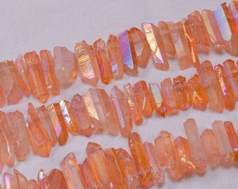 Full Strand Yellow Aura Titanium Quartz Point Quartz Crystal - Etsy