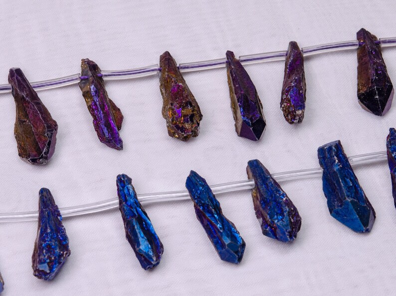 Full Strand Dark Blue Titanium Aura Quartz Pointdark Blue - Etsy