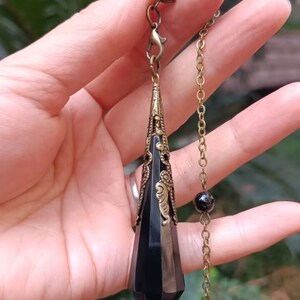 Black Obsidian Crystal Pendulum,polished Gemstone Necklace,healing Dowsing Energy Balancing ...