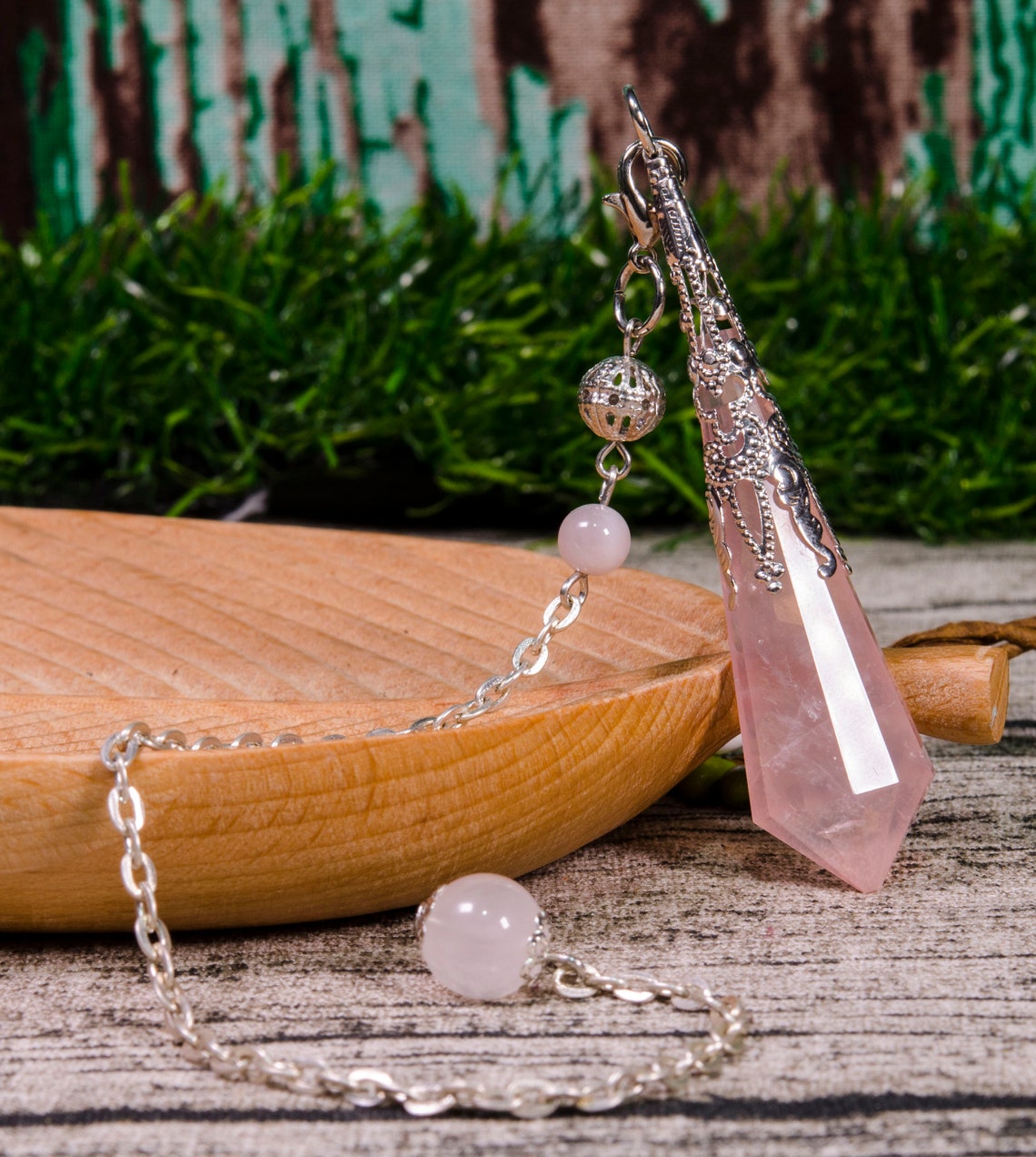 Natural Rose Crystal Pendulumpolished Gemstone | Etsy