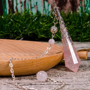 Natural Rose Crystal Pendulum,polished Gemstone Necklace,healing ...