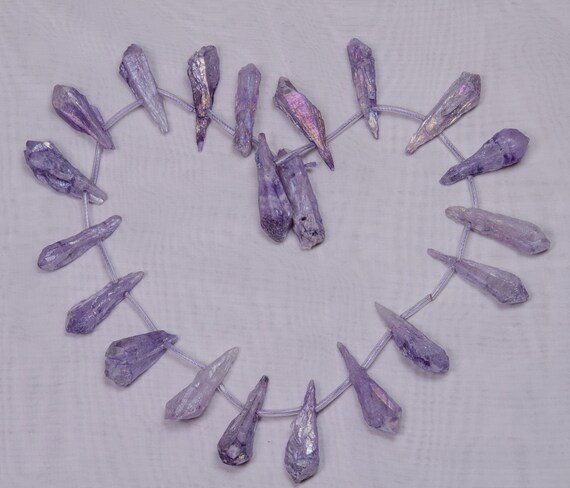 Full Strand Raw Light Purple Titanium Aura Quartz Pointpurple - Etsy