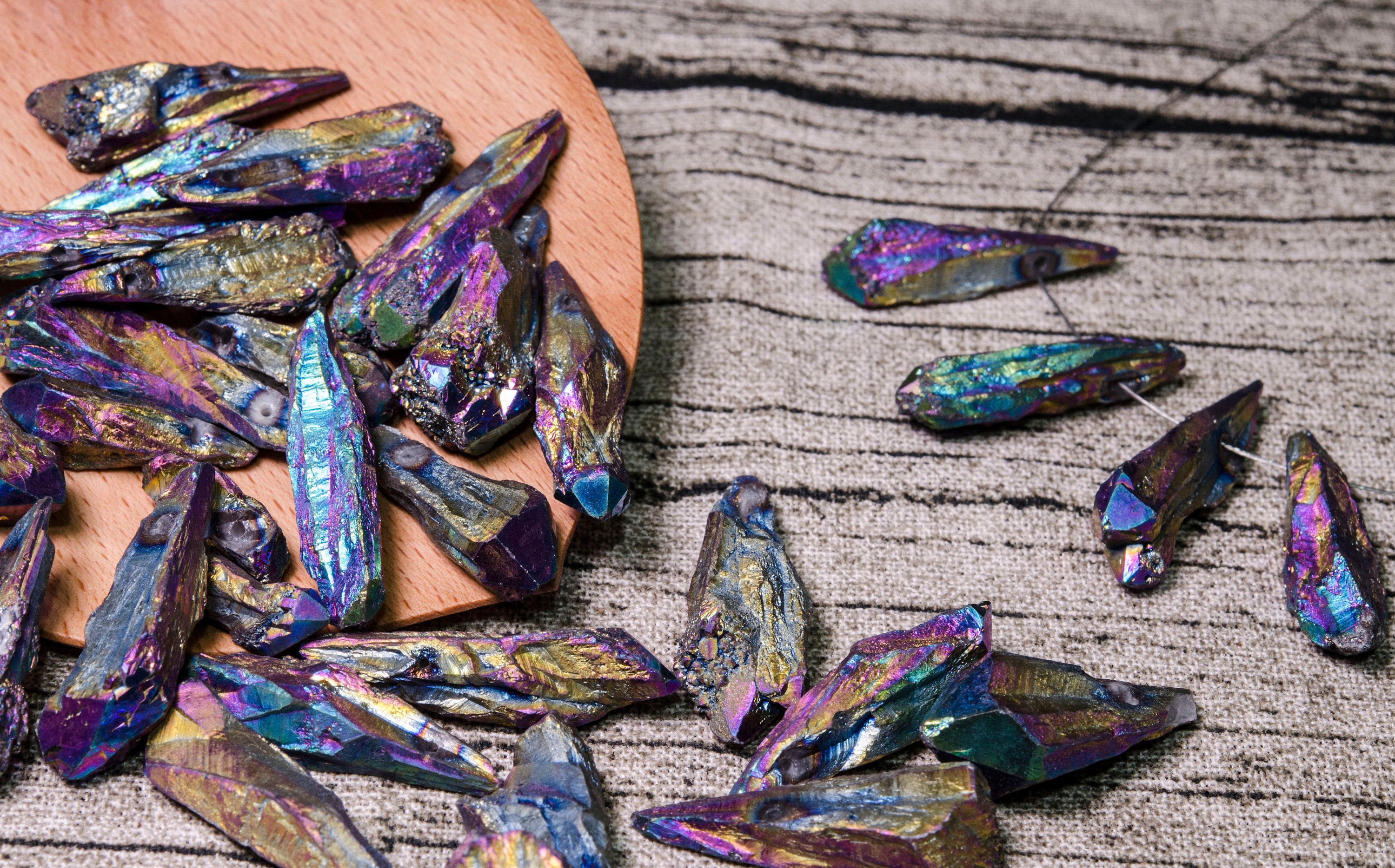 Raw Purple Rainbow Titanium Aura Quartz Pointaura Druzy | Etsy