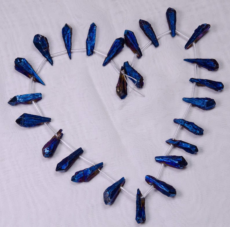 Full Strand Dark Blue Titanium Aura Quartz Pointdark Blue - Etsy
