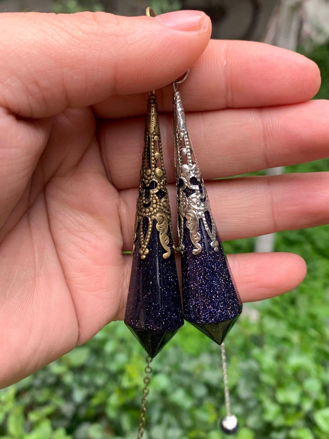 Blue Sandstone Pendulum/blue Sandstone Pendant/shiny Pendulum/blue ...