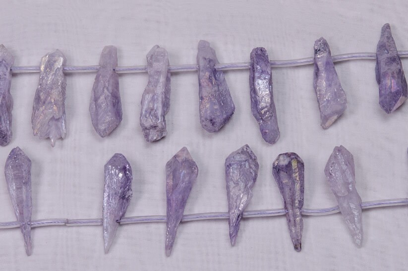 Full Strand Raw Light Purple Titanium Aura Quartz Pointpurple - Etsy