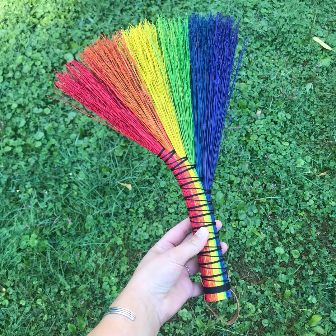 Rainbow Turkey Wing Broom, Rainbow Broom, Witches Broom, Housewarming ...