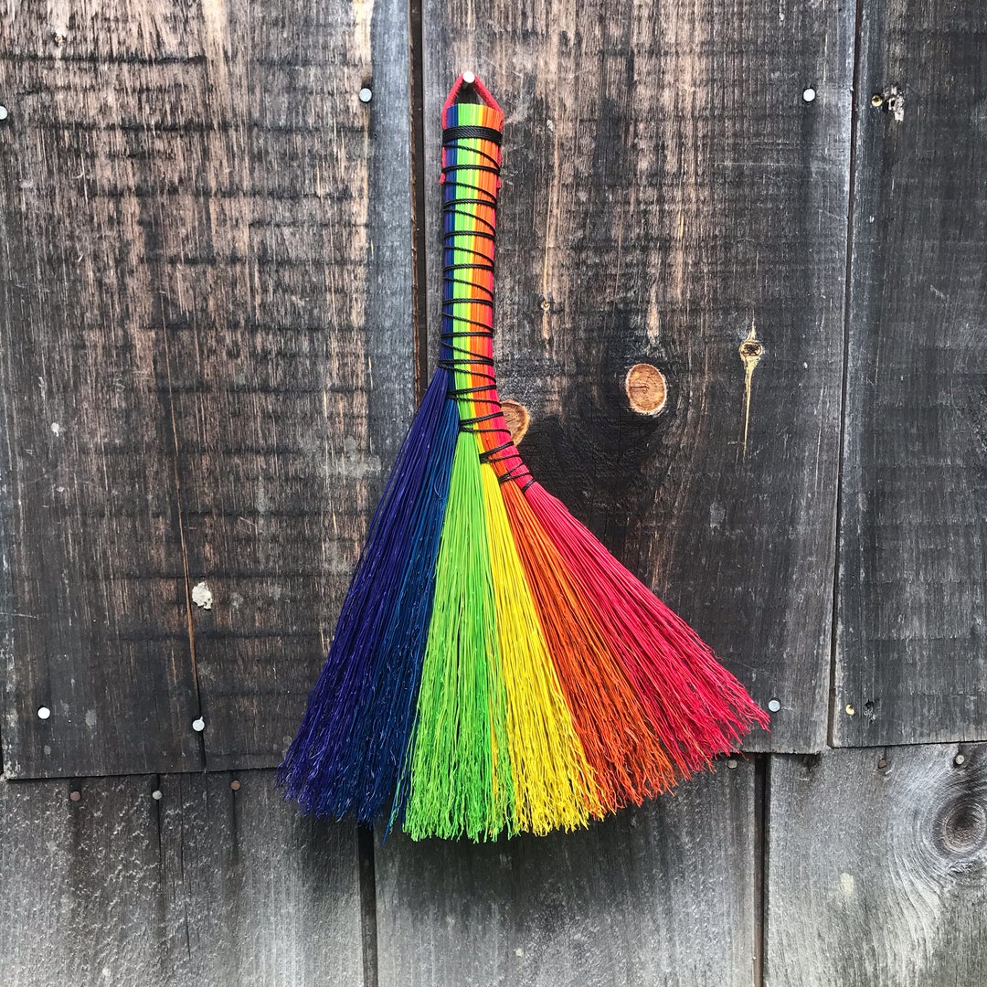 Rainbow Turkey Wing Broom, Rainbow Broom, Witches Broom, Housewarming ...