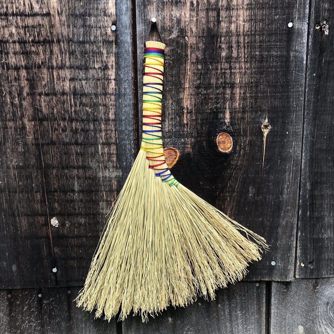 Hand Broom, Rainbow Turkey Wing Broom, Witches Broom, Rustic Farmhouse ...