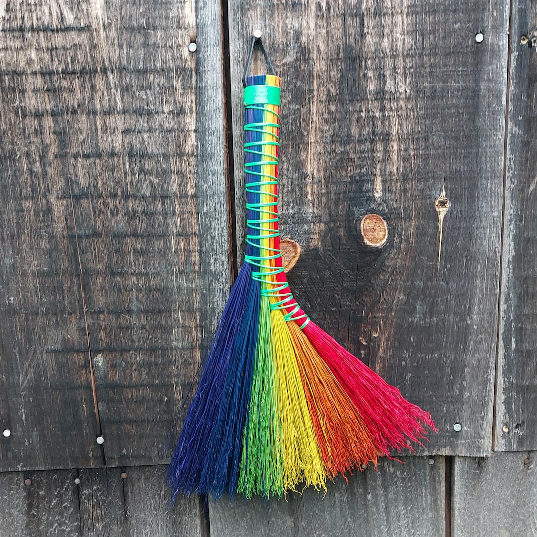 Rainbow Turkey Wing Broom, Rainbow Broom, Witches Broom, Housewarming ...