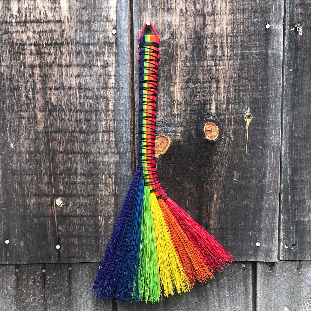 Rainbow Turkey Wing Broom, Rainbow Broom, Witches Broom, Housewarming ...