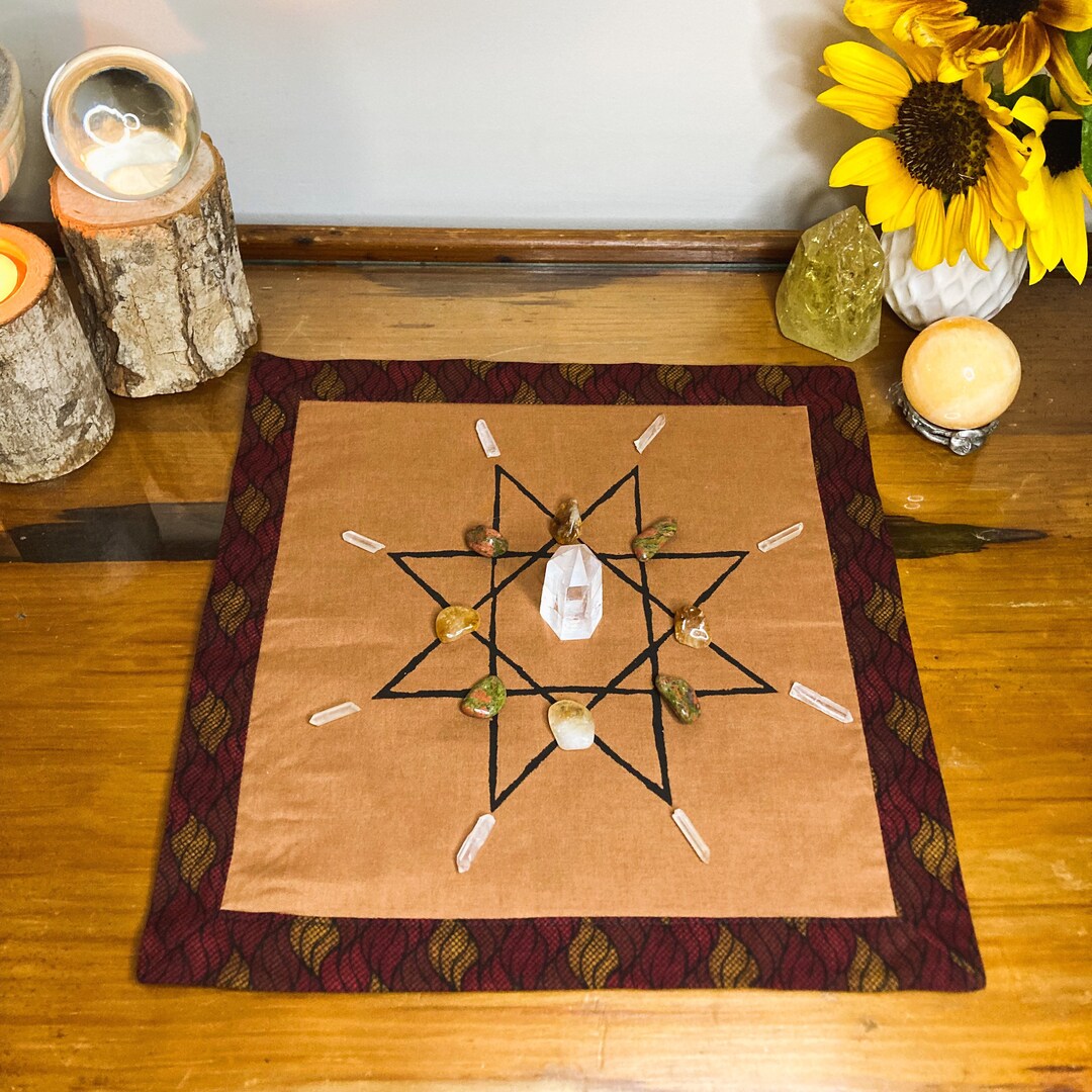 Crystal Grid Cloth, Altar Cloth, Wheel of the Year, Octogram Gridding ...