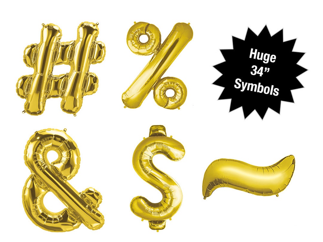 34 Gold Symbol Balloons Jumbo Giant Hashtag Balloon Large Percent Sign ...