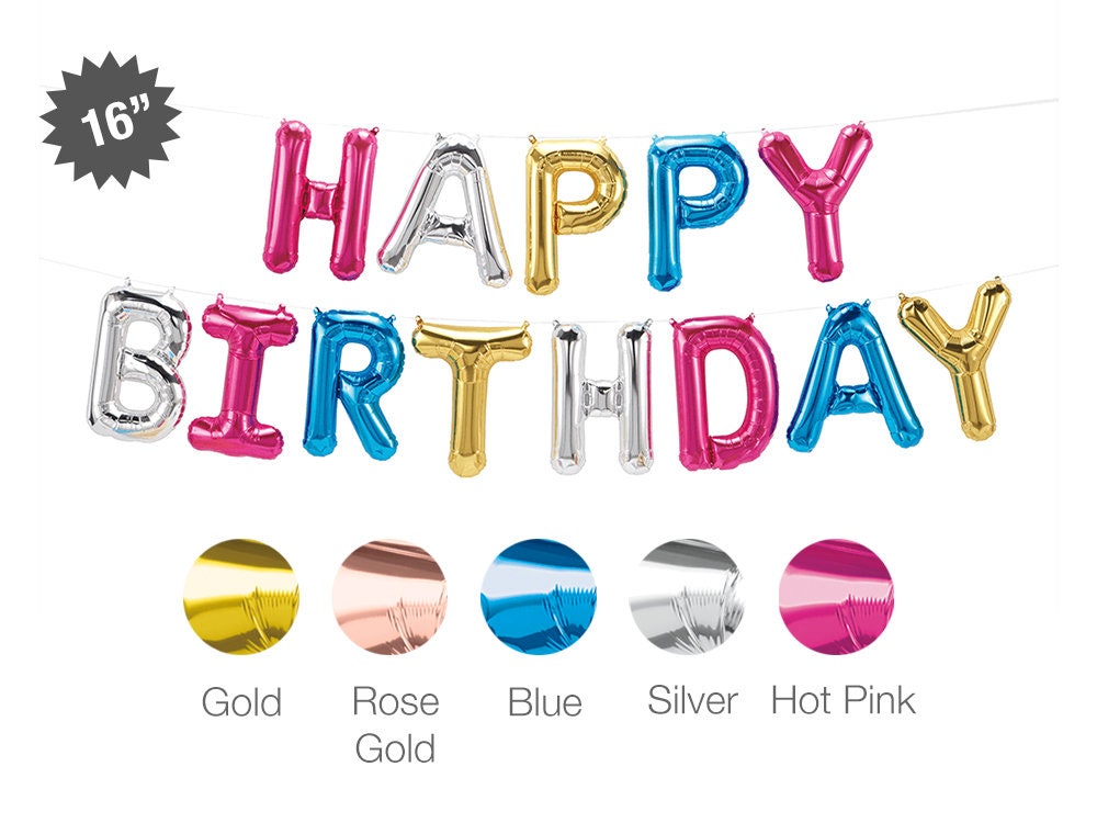 Happy Birthday Banner Balloons 16 HBD Letter Balloon - Etsy
